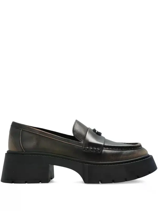 COACH Logo-plaque Leather Loafers - Black