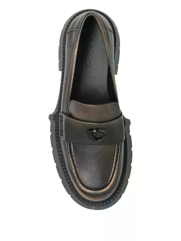 COACH Logo-plaque Leather Loafers - Black