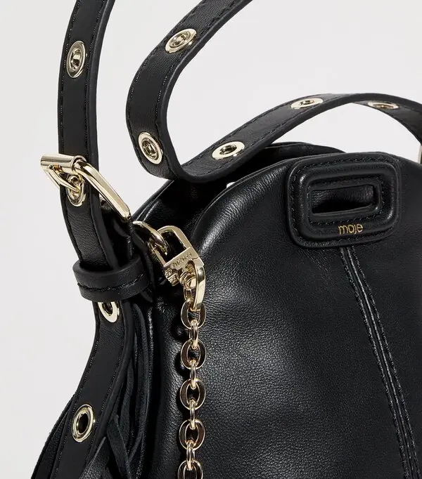Maje Leather Miss M Mini Bag - Black