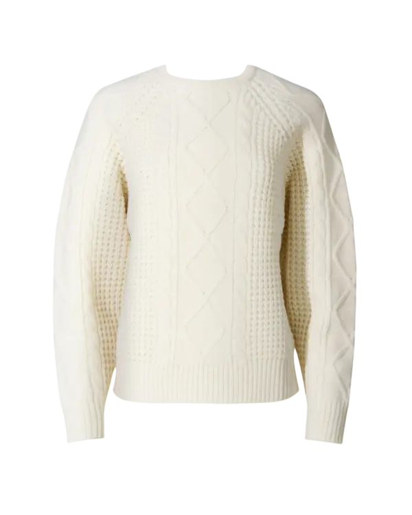 Perfect Moment Cable Knit Merino Wool Sweater - Cream