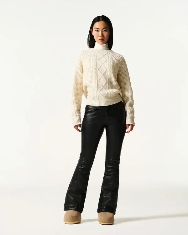 Perfect Moment Cable Knit Merino Wool Sweater - Cream