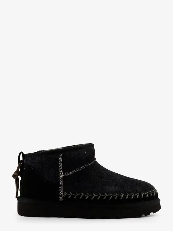 UGG Classic Ultra Mini Biarritz Suede Ankle Boots - Black