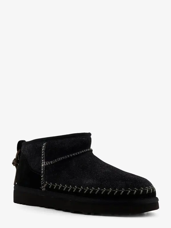 UGG Classic Ultra Mini Biarritz Suede Ankle Boots - Black