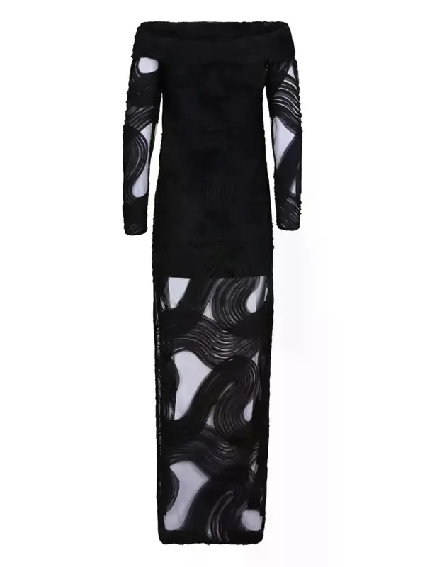 GENNY Wave-textured Off-shoulder Dress