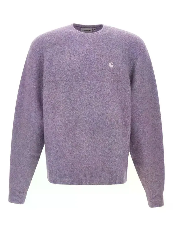 Carhartt Work In Progress Curtis Embroidered-logo Ribbed Sweater - Purple