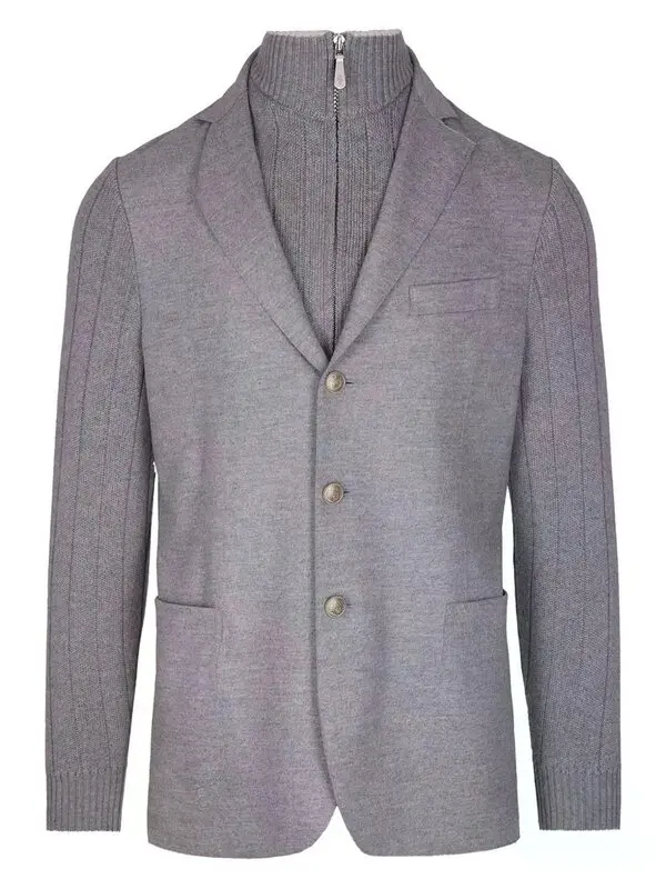 Eleventy Ribbed-sleeve Buttoned Blazer