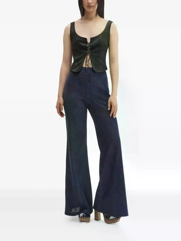 MARGHERITA MACCAPANI Flared Trousers With Glitter Embellishments - Blue