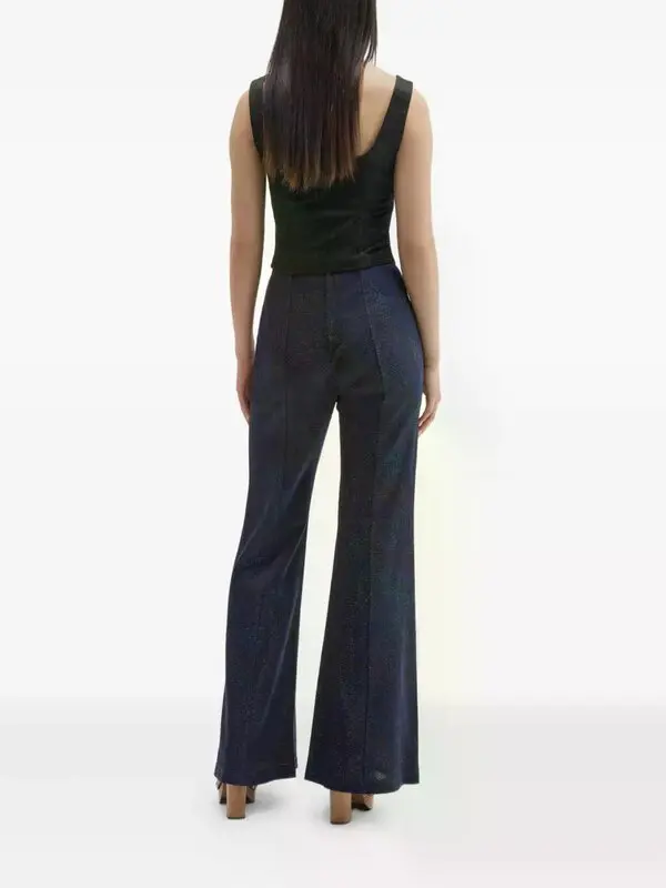 MARGHERITA MACCAPANI Flared Trousers With Glitter Embellishments - Blue