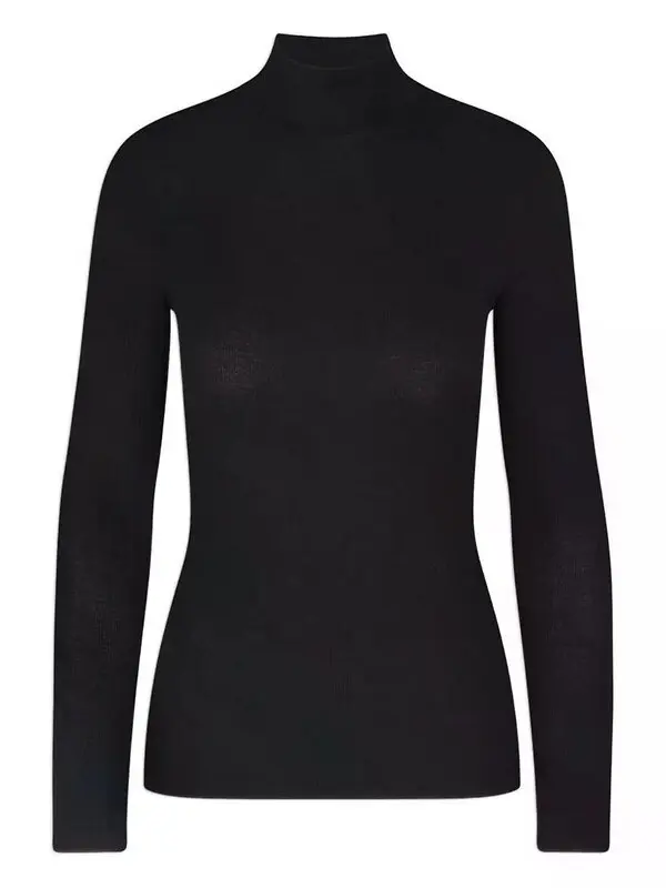 FRAME Ribbed High-neck Top - Black