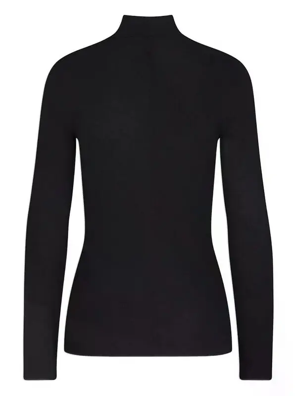 FRAME Ribbed High-neck Top - Black