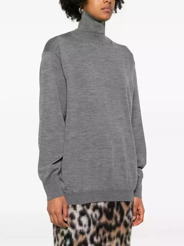 Erika Cavallini Wool Turtleneck Top - Grey