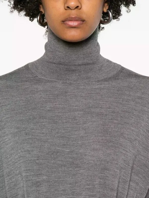 Erika Cavallini Wool Turtleneck Top - Grey