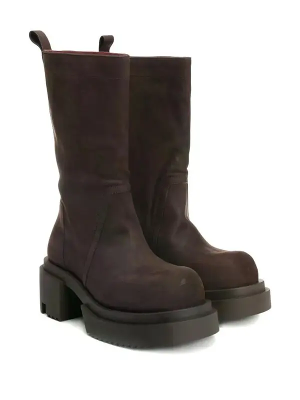 Rick Owens 60mm Platform Leather Boots - Brown