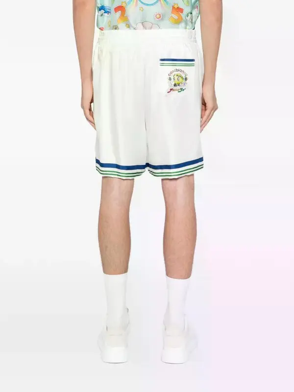 Casablanca Tennis Club Icon Silk Shorts - White