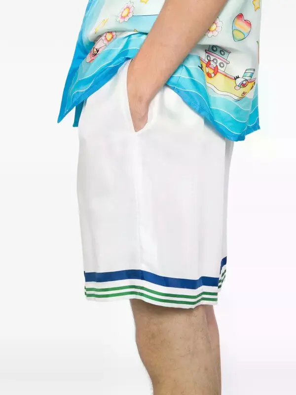 Casablanca Tennis Club Icon Silk Shorts - White