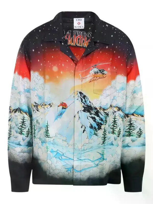 Casablanca Ski Lake Printed Long-sleeve Shirt - Black
