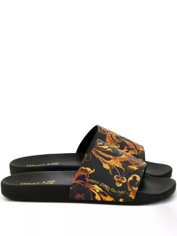 Versace Baroque-print Slides - Black