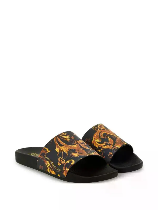 Versace Baroque-print Slides - Black