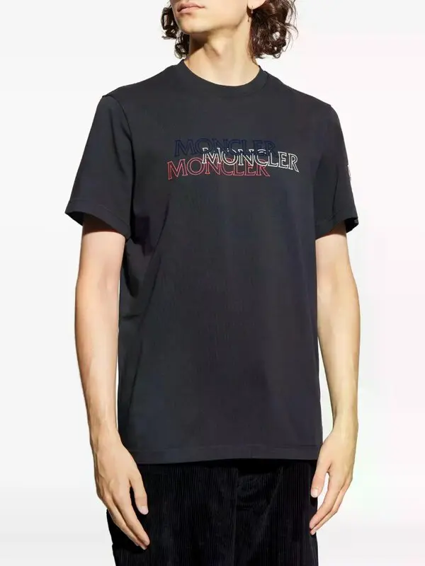Moncler Logo-printed Cotton T-shirt - Blue