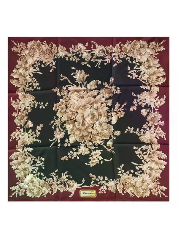 Dolce & Gabbana Floral-print Silk Scarf - Black