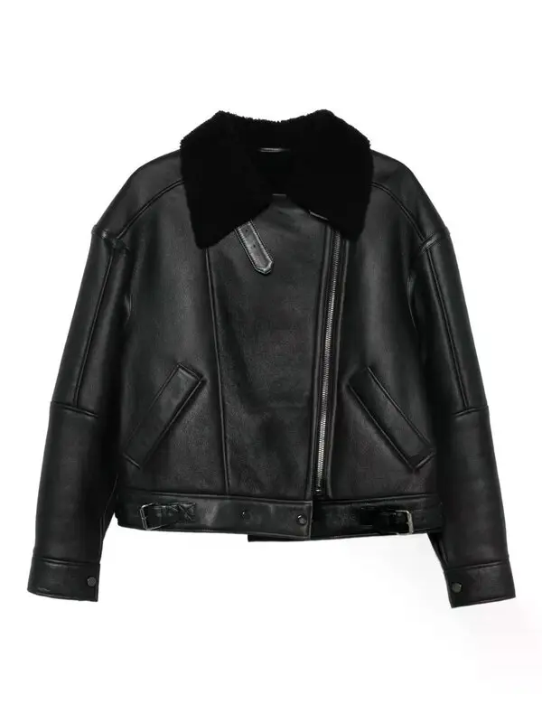 MANOKHI Shearling-collared Leather Jacket