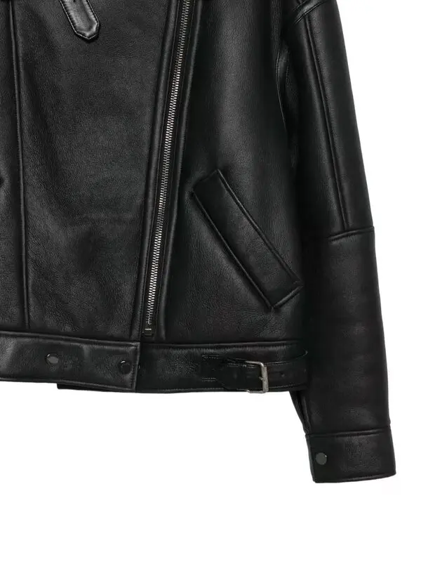 MANOKHI Shearling-collared Leather Jacket