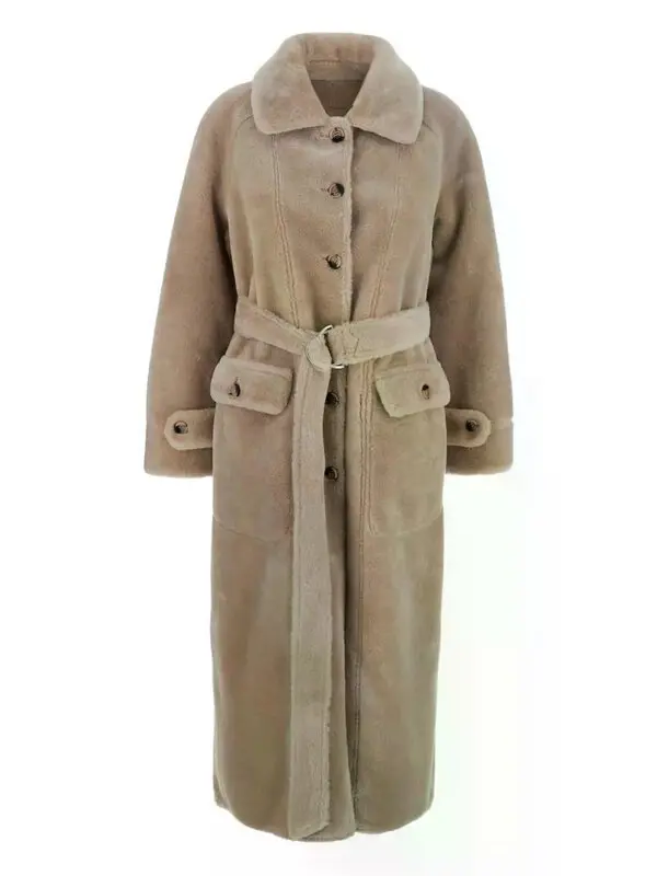 URBANCODE Belted Buttoned Coat - Neutrals