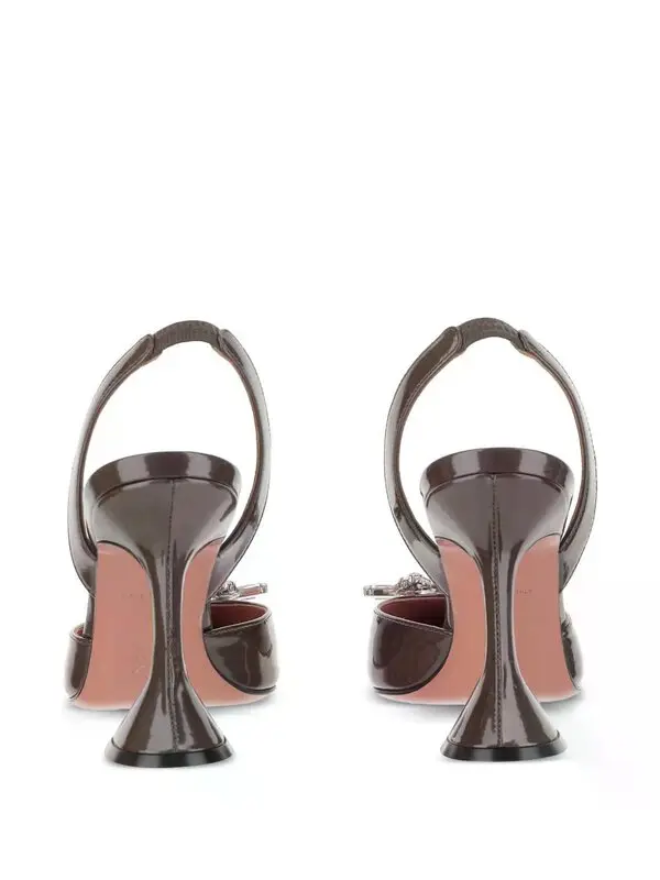 Amina Muaddi Begum Embellished Patent Leather Pumps - Brown