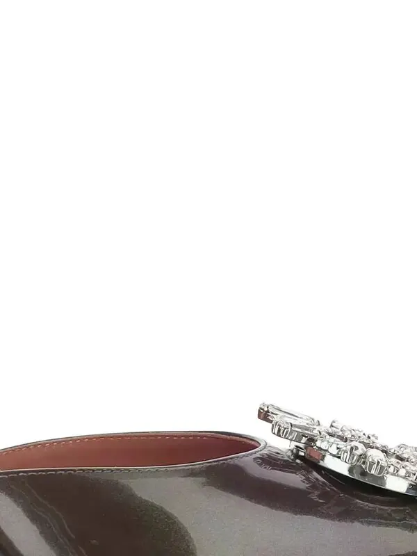 Amina Muaddi Begum Embellished Patent Leather Pumps - Brown