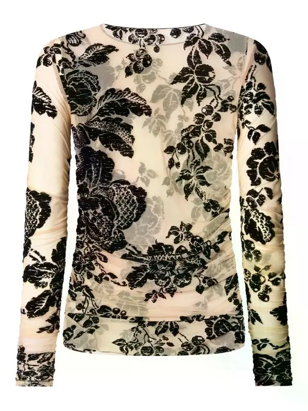 Pinko Floral-velvet Mesh Top