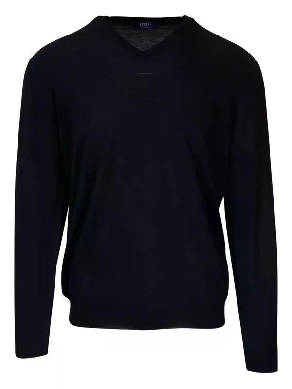 Fedeli V-neck Wool Sweater - Blue