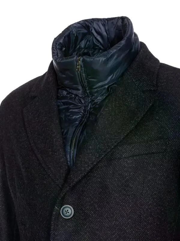 Herno Herringbone Single-breasted Coat - Blue