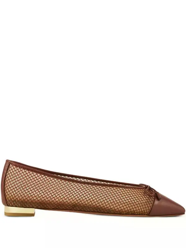 AQUAZZURA Gioia Mesh-panelled Flats - Brown