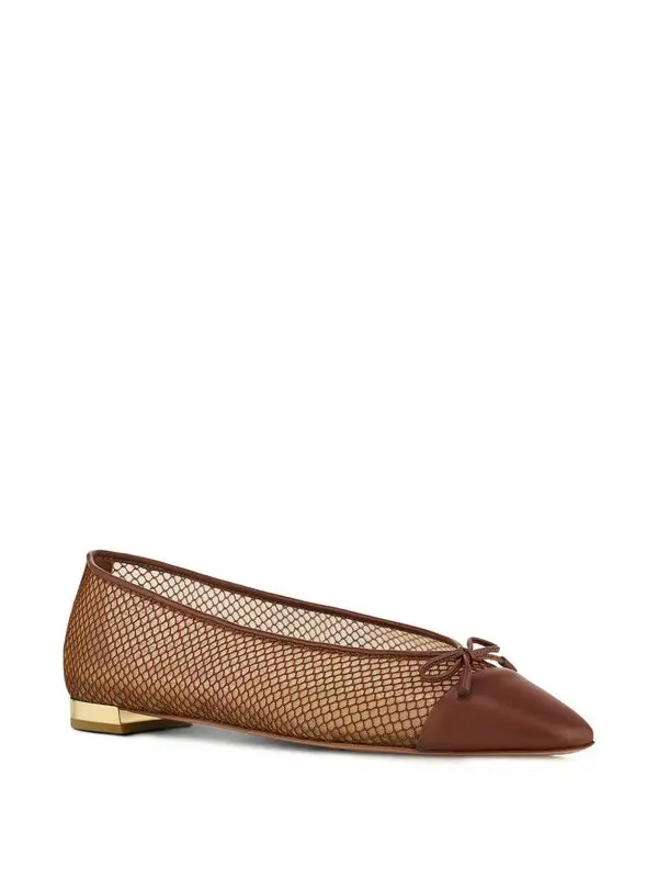 AQUAZZURA Gioia Mesh-panelled Flats - Brown