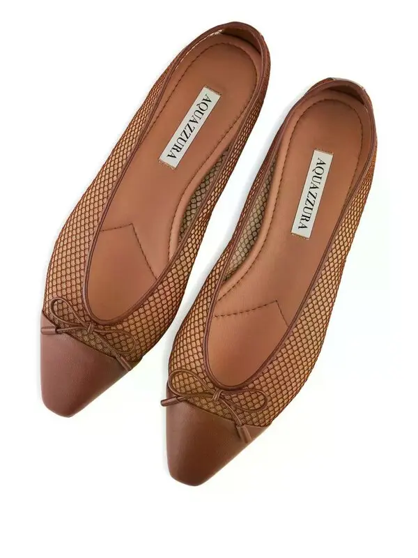 AQUAZZURA Gioia Mesh-panelled Flats - Brown