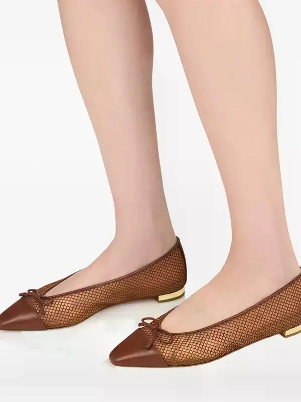 AQUAZZURA Gioia Mesh-panelled Flats - Brown