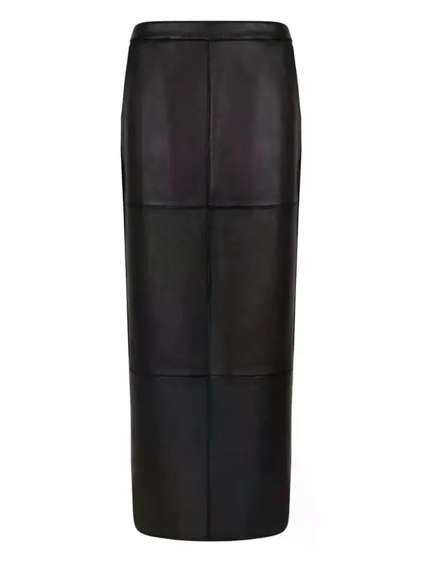 P.a.r.o.s.h Leather Panelled Straight Skirt - Brown