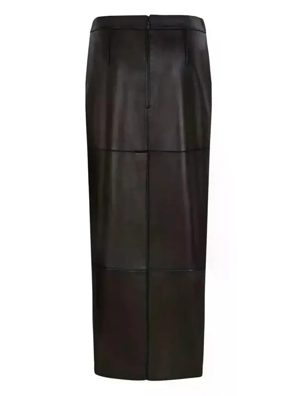 P.a.r.o.s.h Leather Panelled Straight Skirt - Brown