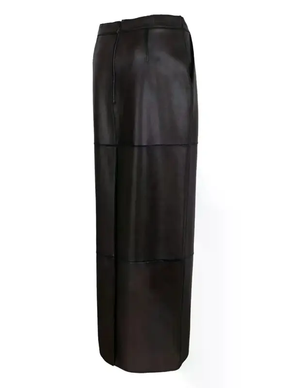 P.a.r.o.s.h Leather Panelled Straight Skirt - Brown