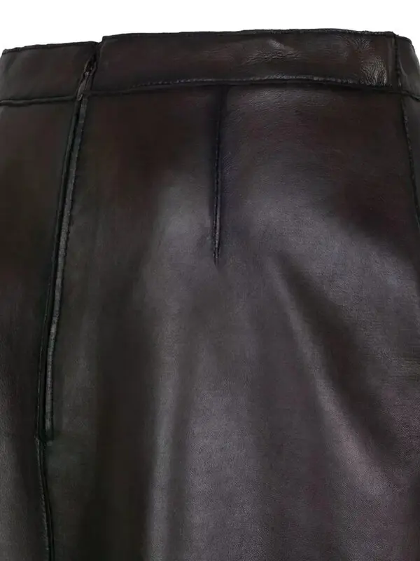 P.a.r.o.s.h Leather Panelled Straight Skirt - Brown