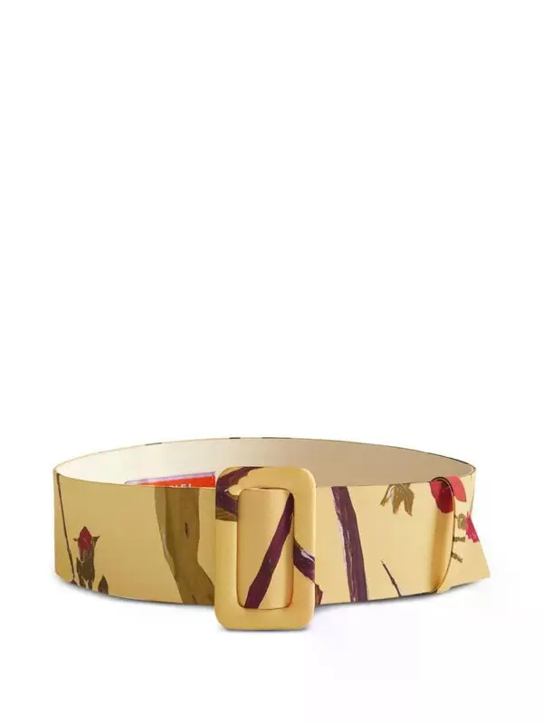 La DoubleJ Floral-print Belt With Buckle - Yellow