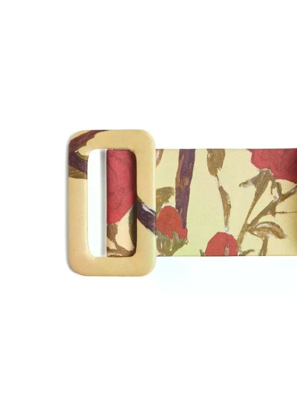La DoubleJ Floral-print Belt With Buckle - Yellow