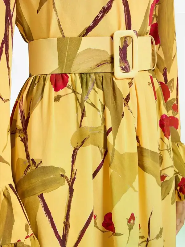 La DoubleJ Floral-print Belt With Buckle - Yellow