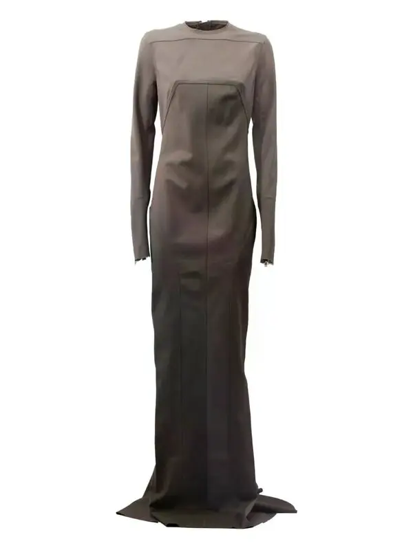 Rick Owens Long-sleeve Panelled Maxi Dress - Brown
