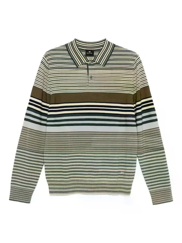 Paul Smith Striped Long-sleeve Polo Shirt - Green