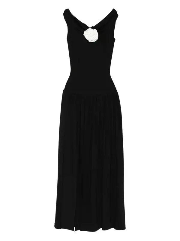 ROSERRY Rose-embellished Maxi Dress - Black