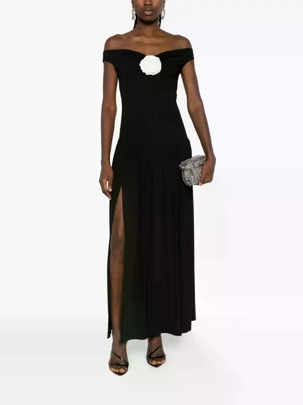 ROSERRY Rose-embellished Maxi Dress - Black