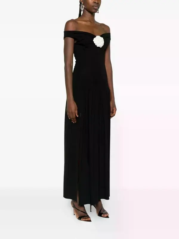 ROSERRY Rose-embellished Maxi Dress - Black