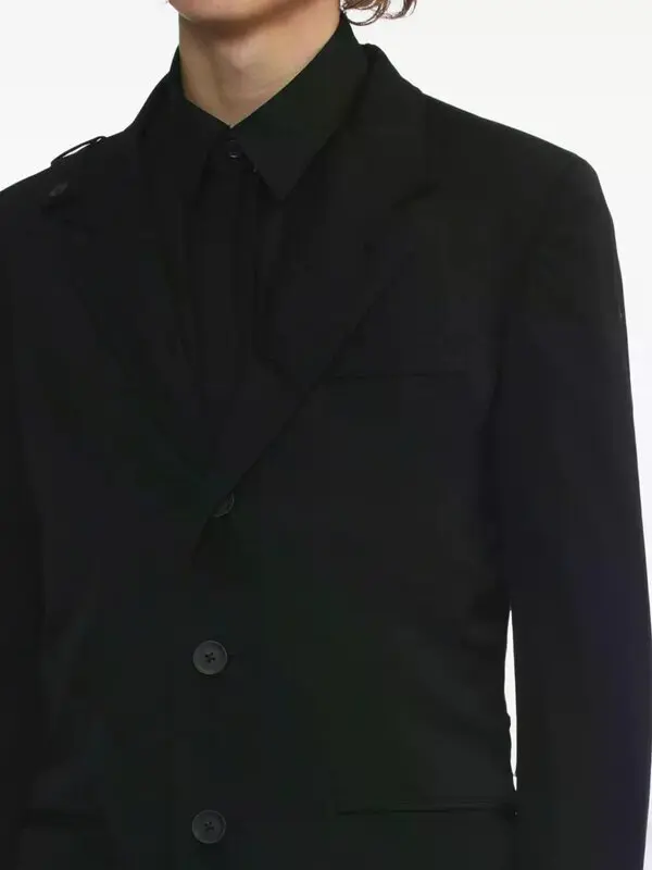 Yohji Yamamoto Notched Shoulder-detail Wool Blazer