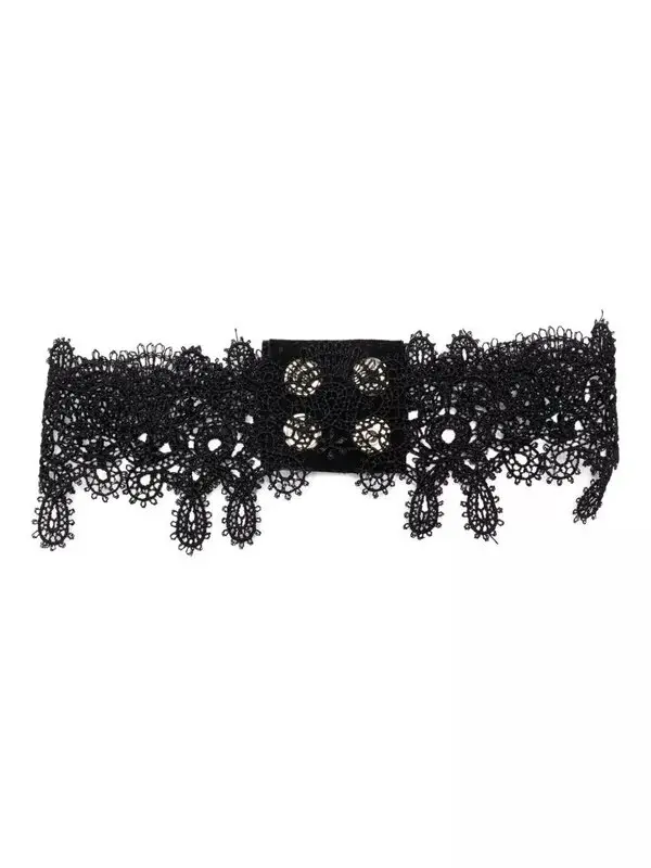 MANOKHI Lace-embellished Choker Necklace - Black